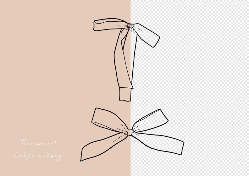 Hand Drawn Bows Illustrations, Png Svg Bows, Line Art Clip Art, Gift ...