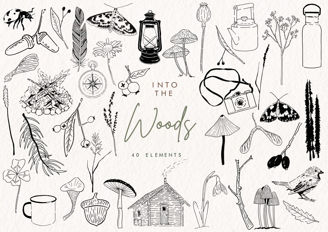 Wald PNG, Wald PNG, Outdoor Abenteuer PNG, Handgezeichnete Linie Kunst ...
