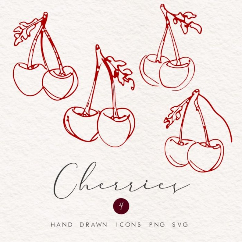 Cherry Doodle Png, Cherry Svg, Cherry Drawing Illustration, Cherry ...