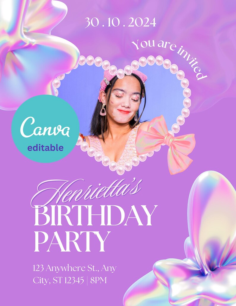 Editable Birthday Invitation | Canva Party Template (digital Download ...