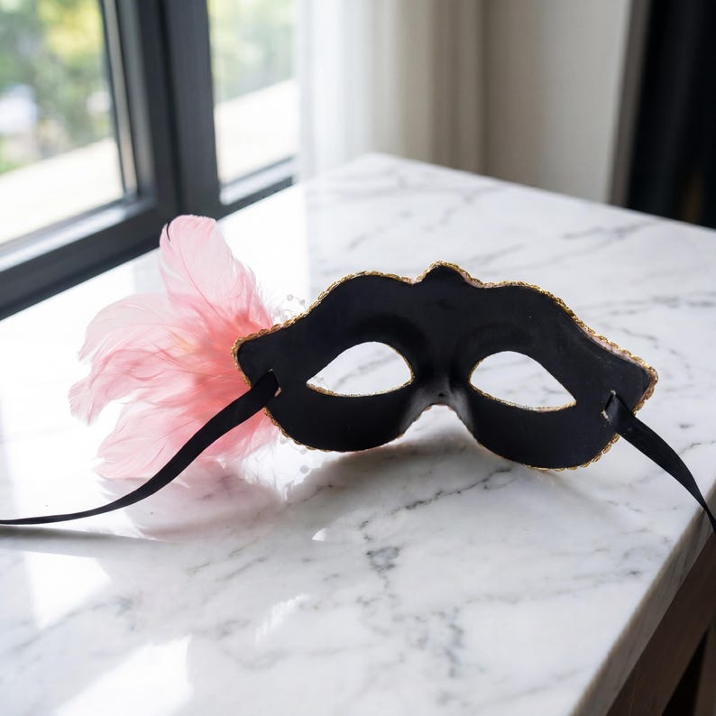 Feather Masquerade Mask | Mardi Gras Ball Mask | Elegant Half Face ...