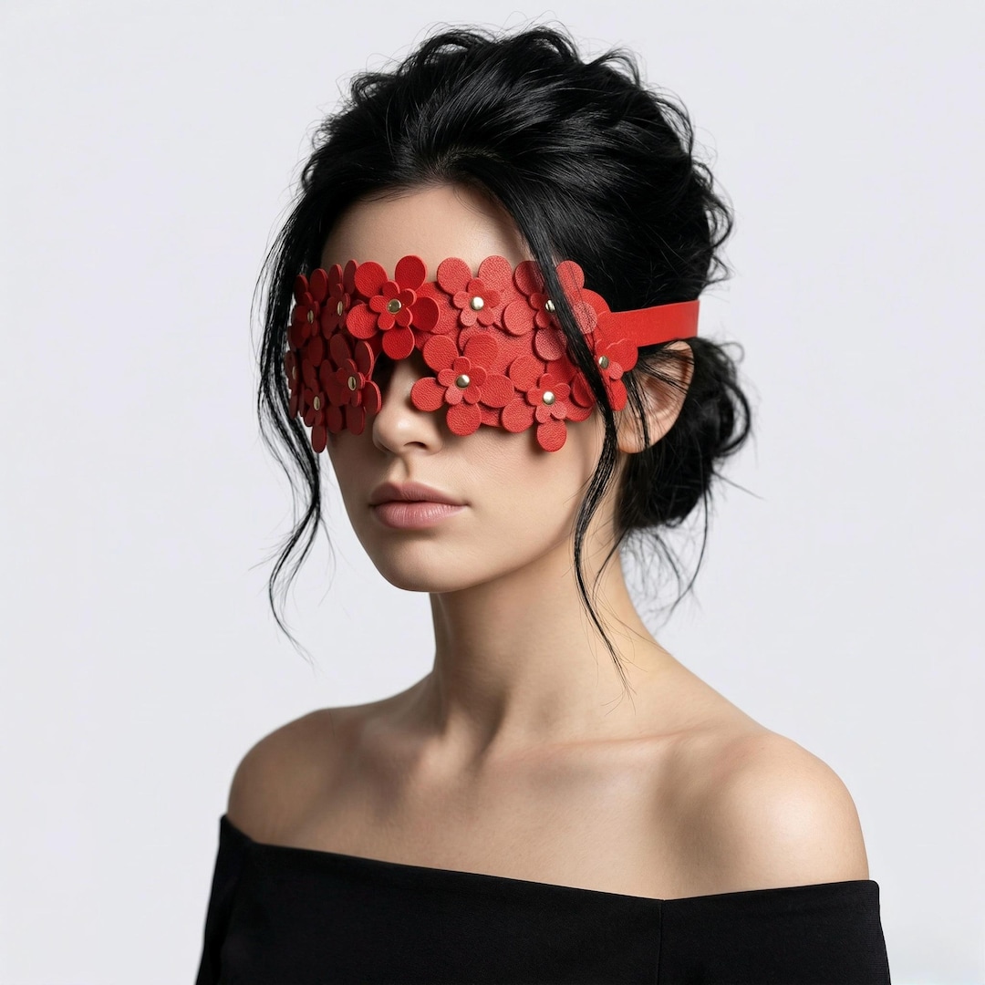 Floral Eye Mask | Faux Leather Blindfold Mask | Cosplay Eye Cover - Etsy