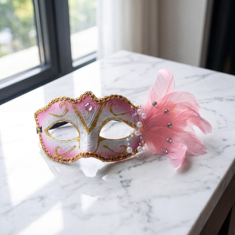 Feather Masquerade Mask | Mardi Gras Ball Mask | Elegant Half Face ...