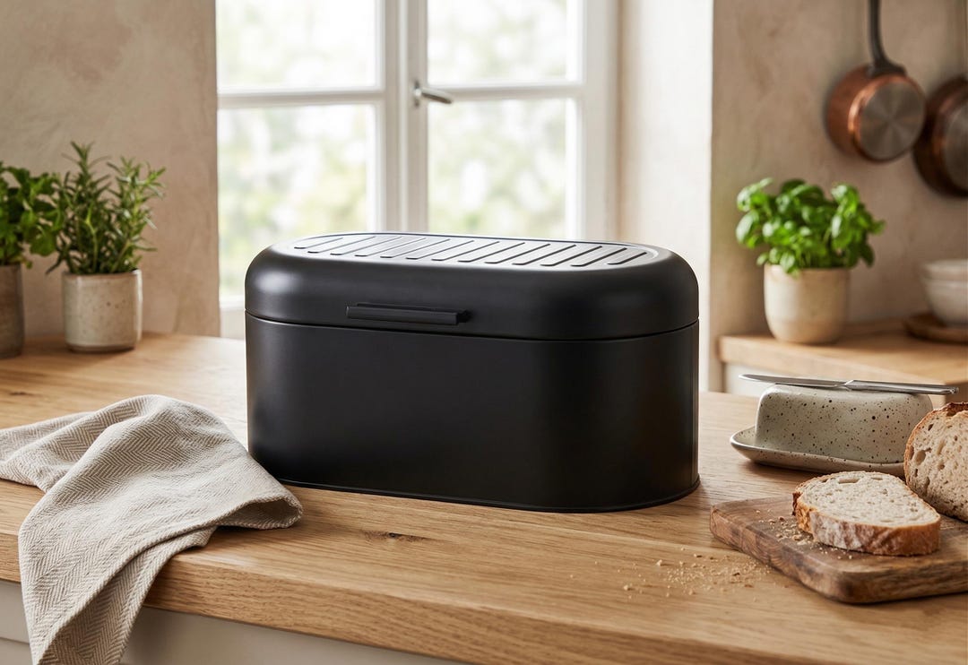 Black Bread Box With Lid, Modern Kitchen Bread Storage - Etsy