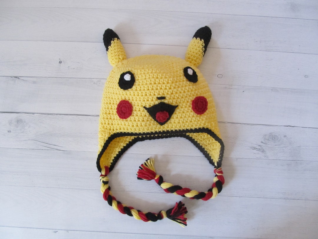Pikachu Inspired Hat, Pokemon, Toddler, Child, Teen, Adult, Earflap Hat ...