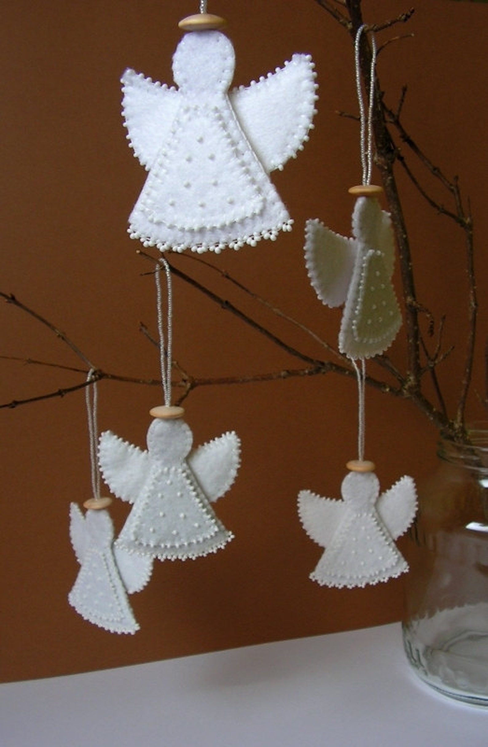 Set of 6 Christmas Felt Angel Decoration Felt Angel Decoration White ...