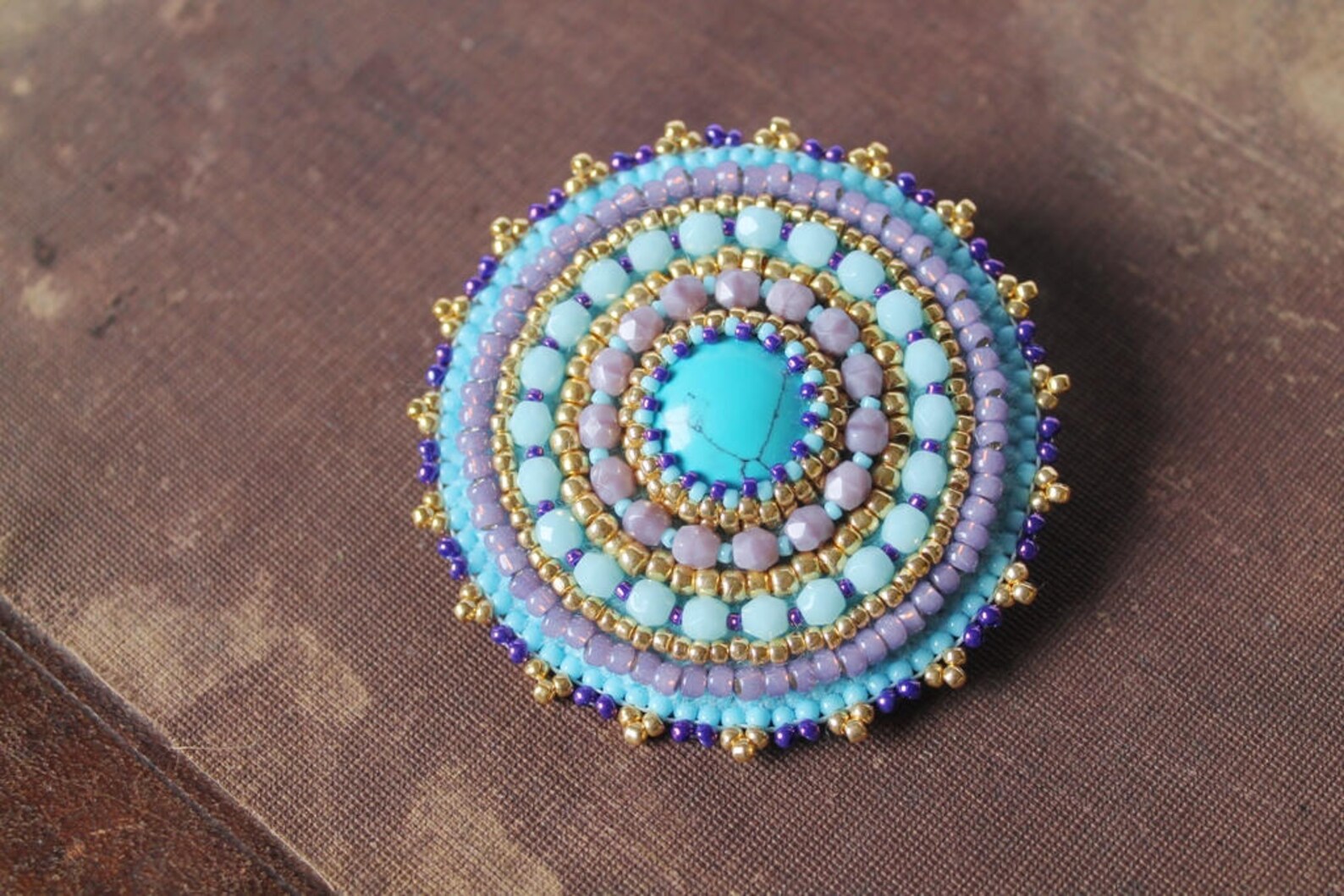 Turquoise Purple Brooch Turquoise Jewelry Colorful Brooch - Etsy