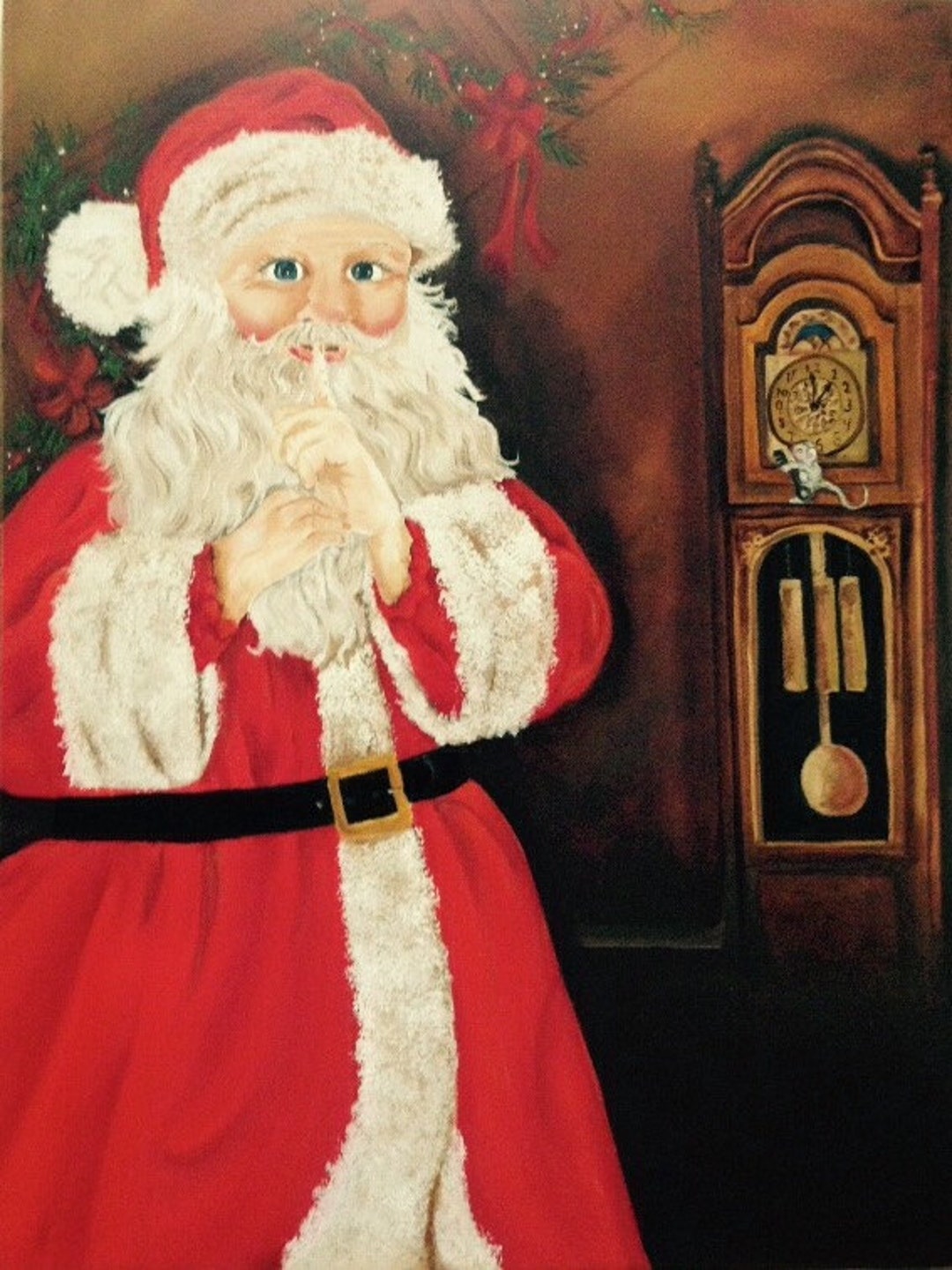 Santa Sneaking in on Christmas is a 16 X 20 Origional Oil Painting - Etsy