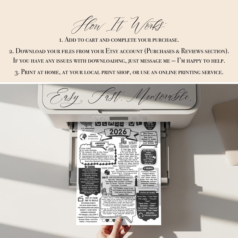 Class of 2026 Fun Facts Poster Graduation Decoration, Digital Printable ...