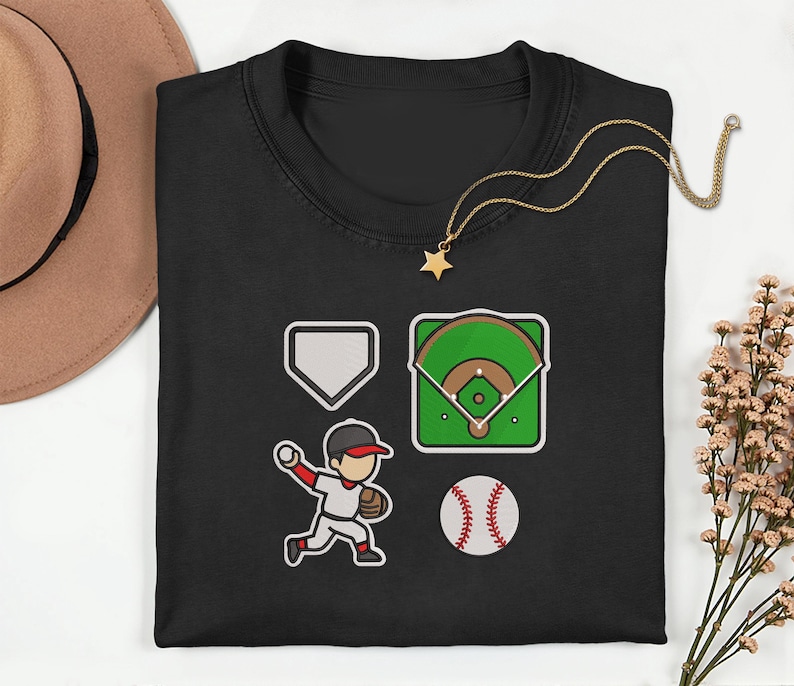 Baseball Icons Embroidery Pack - Pitcher Field Home Plate Ball Digital ...