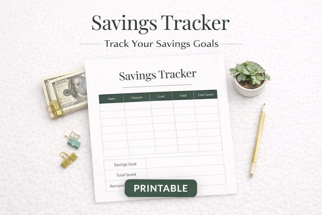 Savings Tracker Printable | Goal Worksheet, Finance Planner (PDF ...