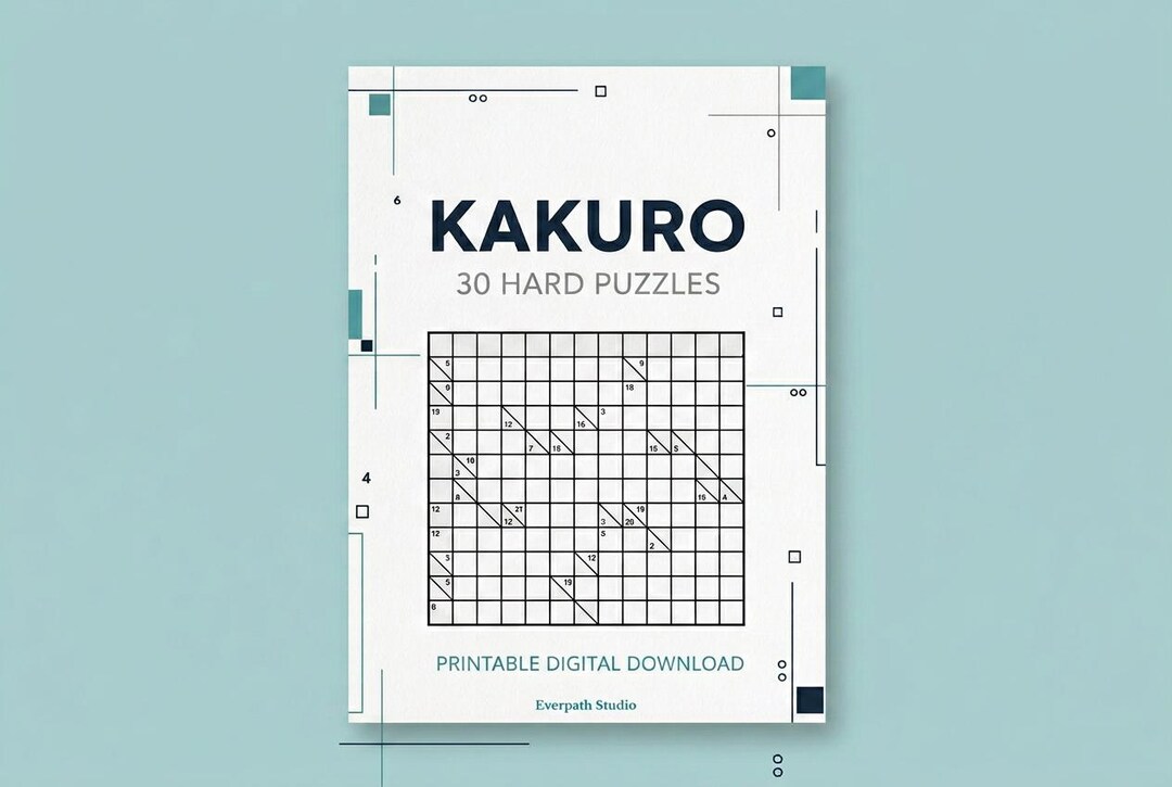 Hard Kakuro Puzzles Printable Logic Puzzle Book Brain Teaser PDF ...