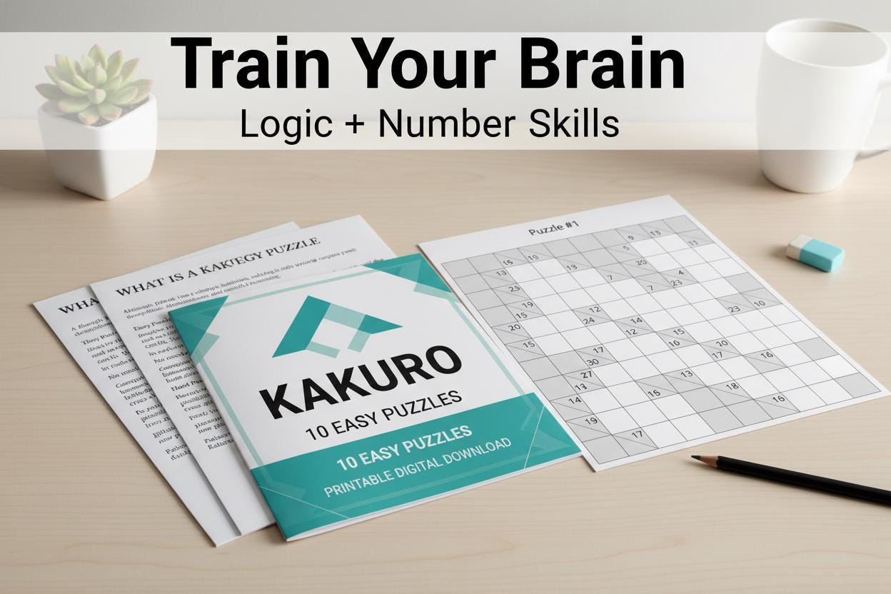 10 Easy Kakuro Puzzles | Beginner Logic Brain Teasers (printable PDF ...