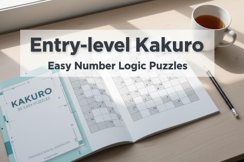 30 Easy Kakuro Puzzles | Beginner Logic Brain Teasers (PDF Download) - Etsy