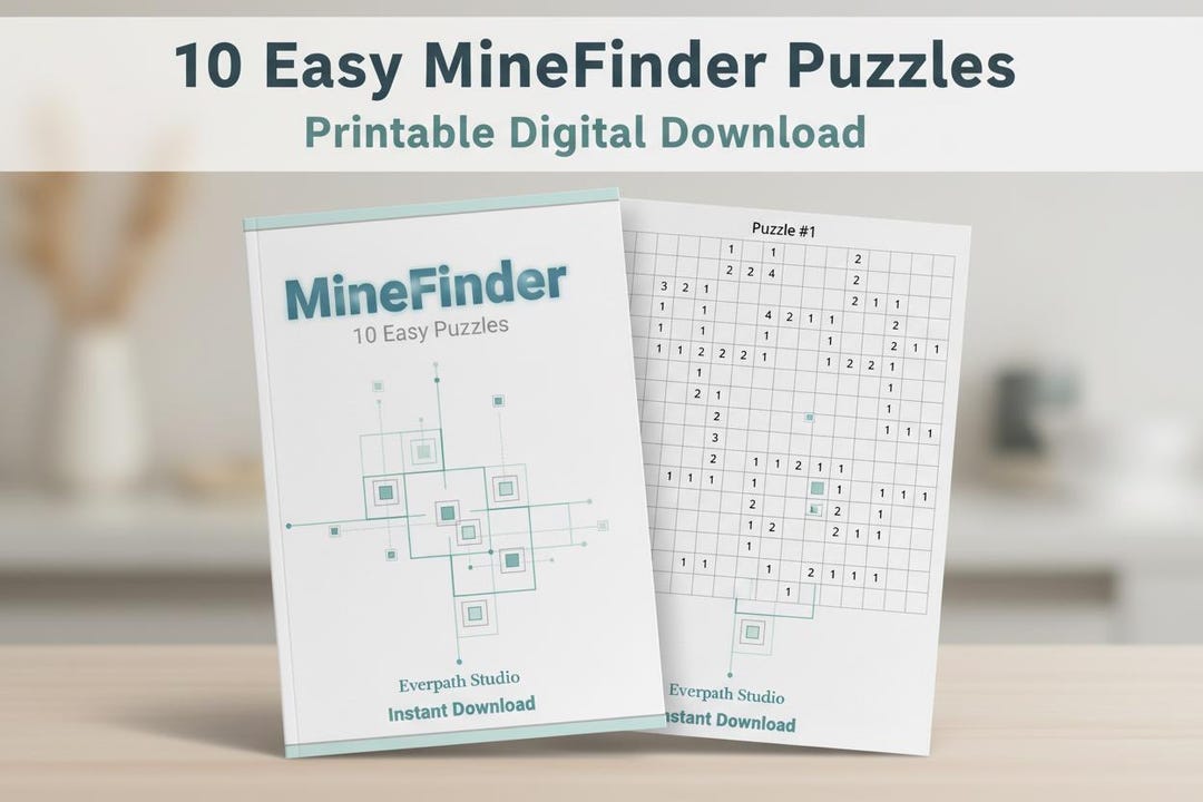 10 Easy Minefinder Puzzles Printable PDF | Beginner Logic Puzzle Pack ...