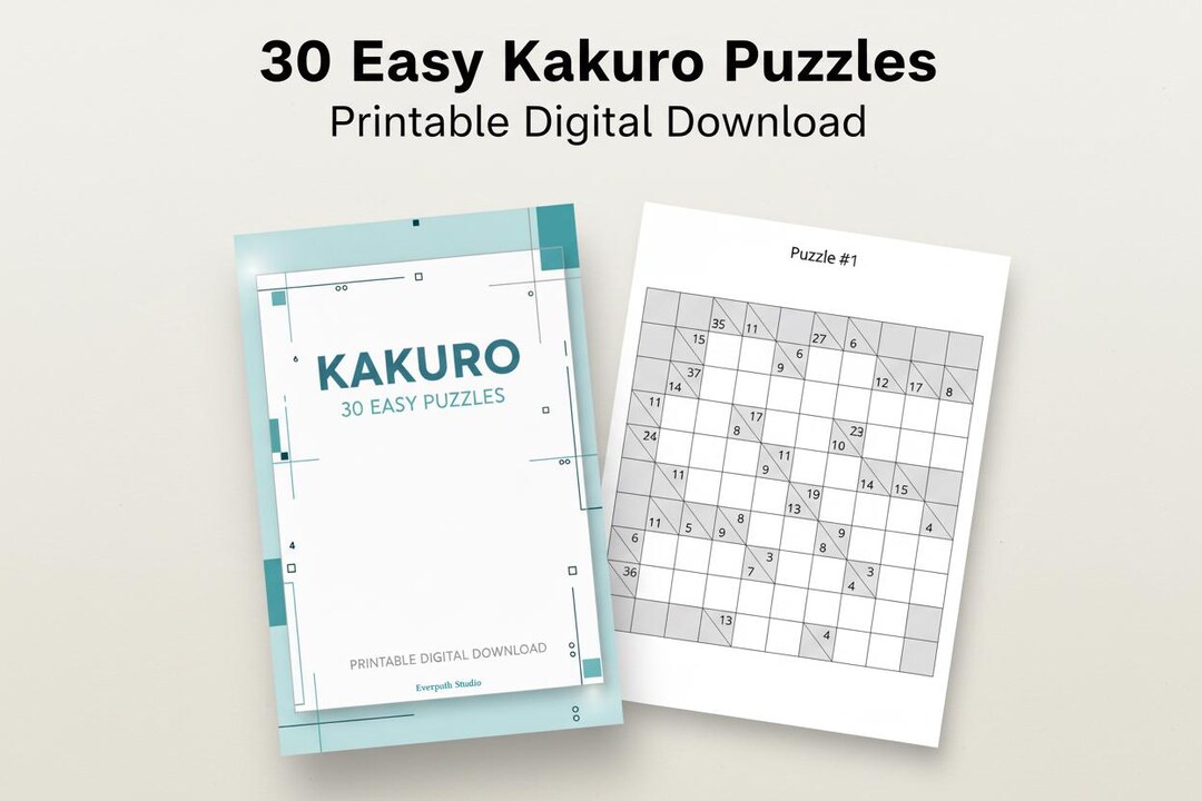 30 Easy Kakuro Puzzles | Beginner Logic Brain Teasers (PDF Download) - Etsy