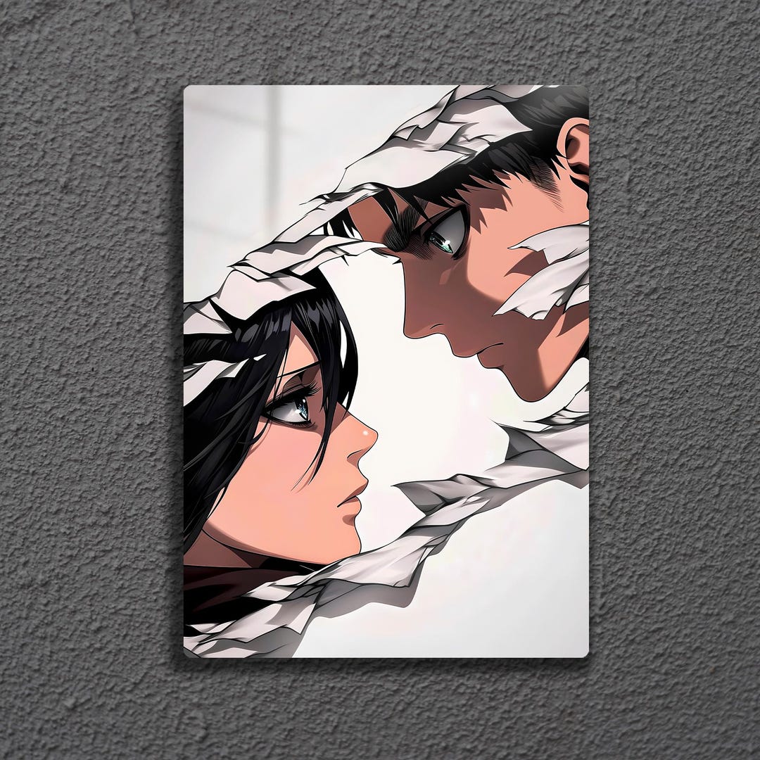Eren and Mikasa Metal Wall Art, Attack on Titan Poster, Shingeki No ...