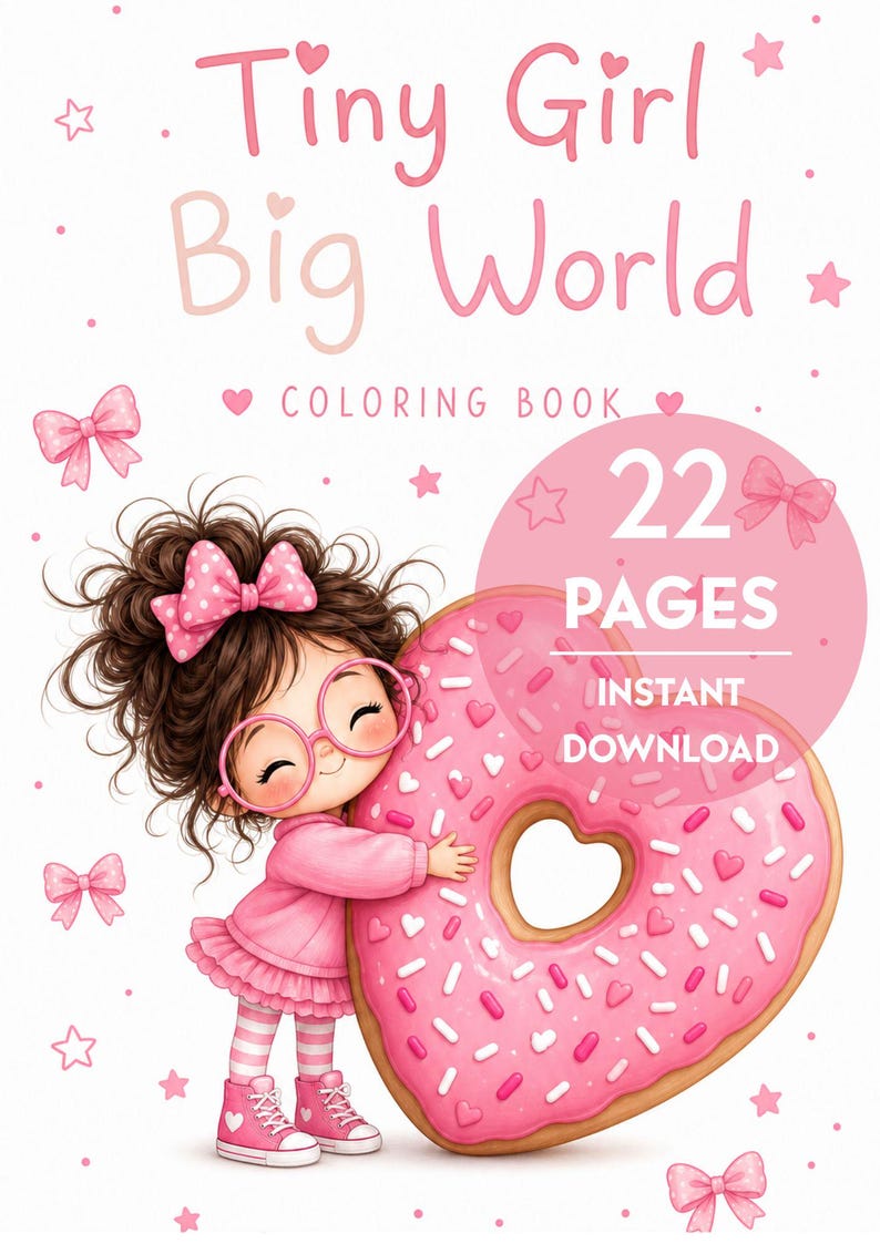 Tiny Girl Big World Coloring Book | Whimsical Cozy Illustrations, 22 ...