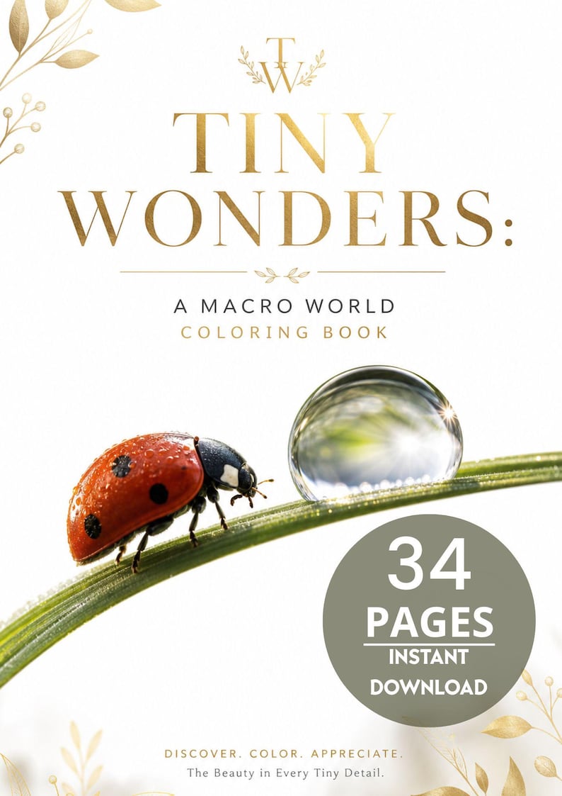 Macro World Coloring Book: Realistic Nature Illustrations, 34 Pages ...