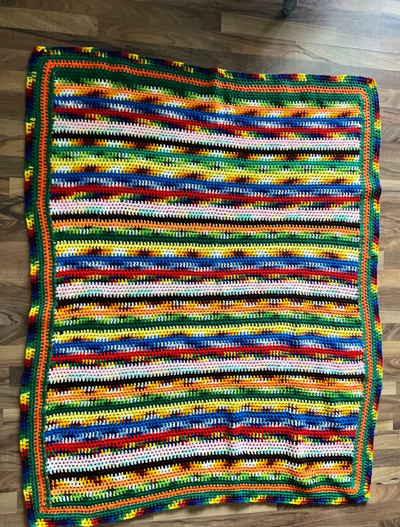 Vintage Multicolor Crochet Afghan Blanket 48x58 - Etsy