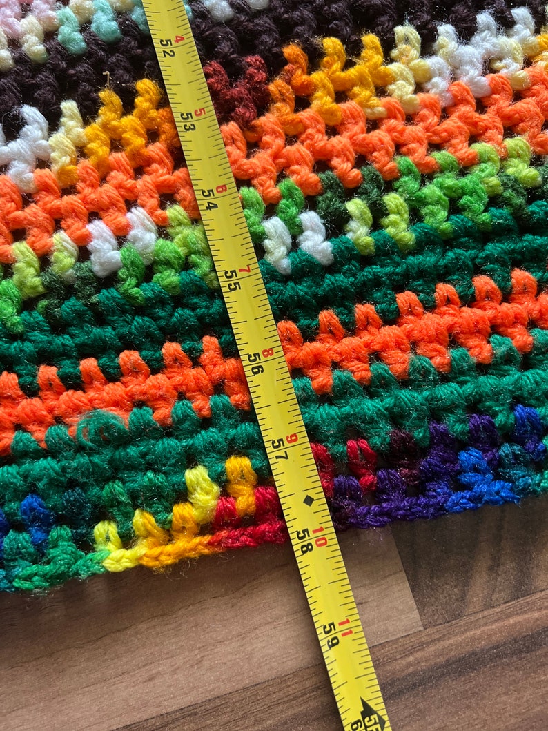 Vintage Multicolor Crochet Afghan Blanket 48x58 - Etsy