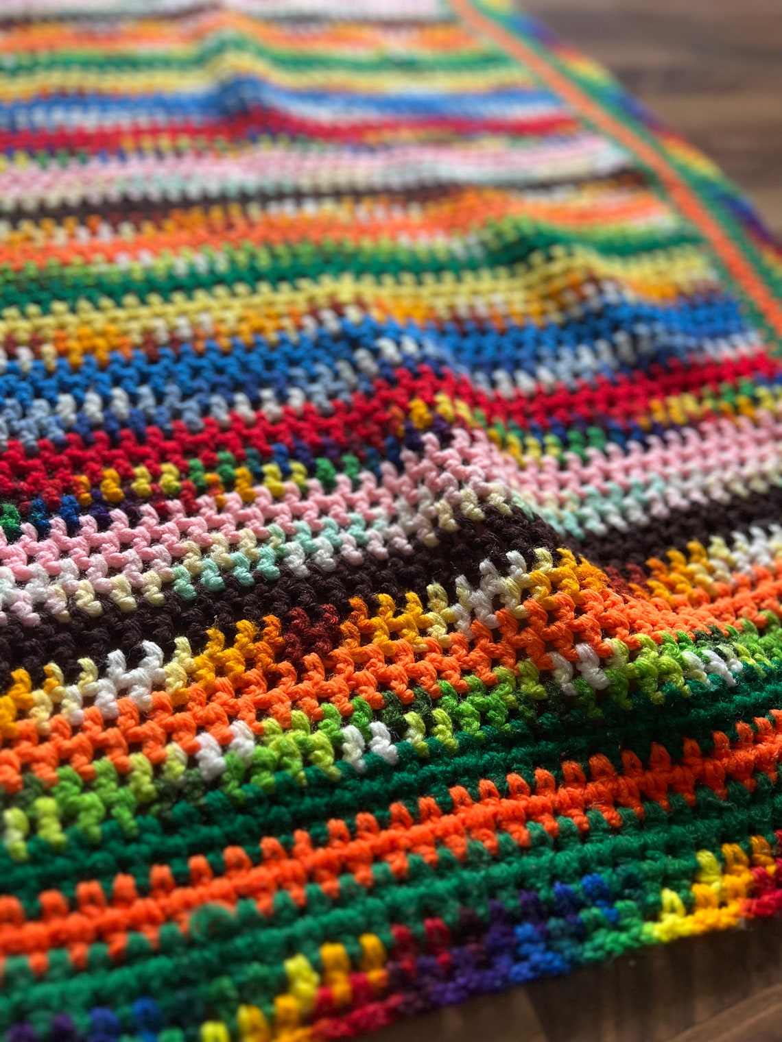 Vintage Multicolor Crochet Afghan Blanket 48x58 - Etsy