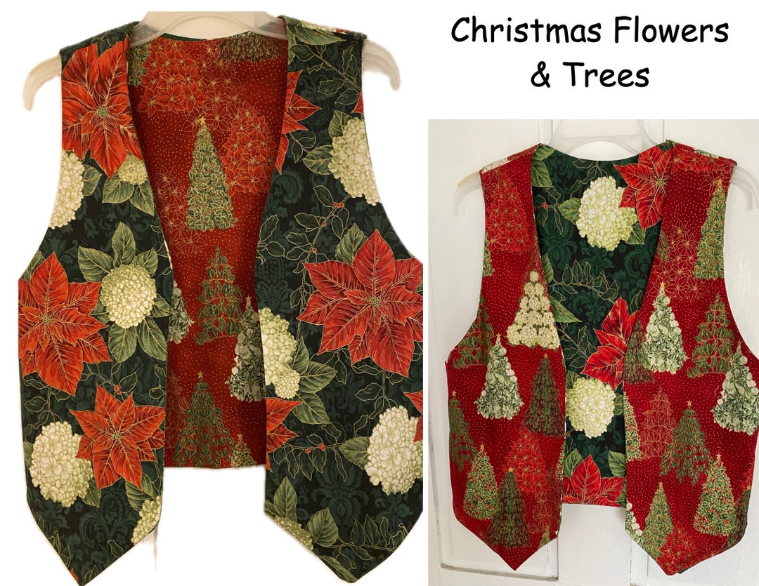 Vesties Snow Flower Poinsettia,christmas Trees Reverse Men's Women's ...
