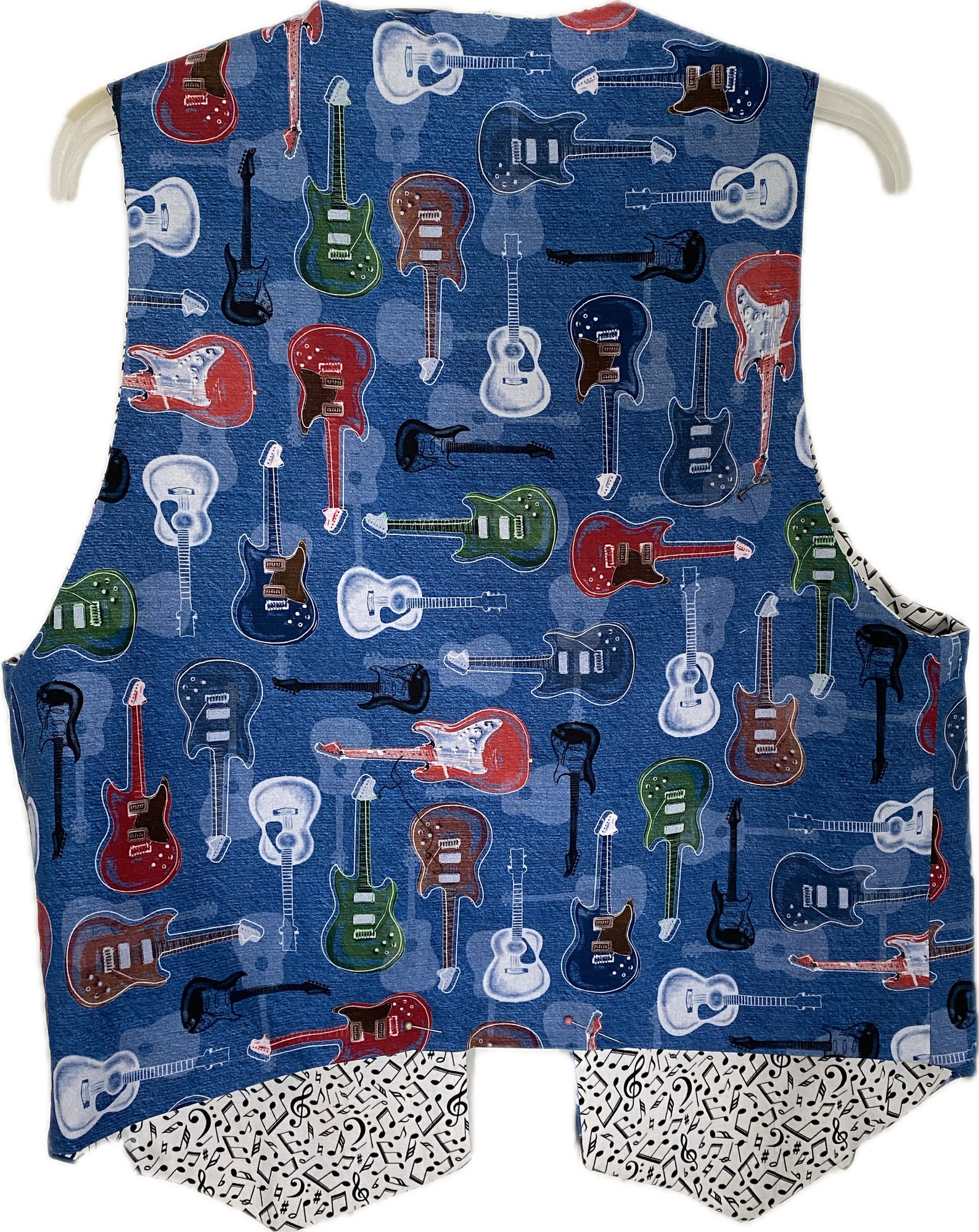 Vesties Blue Guitar Theme Music Notes or Grunge Blue Reverse Men's ...