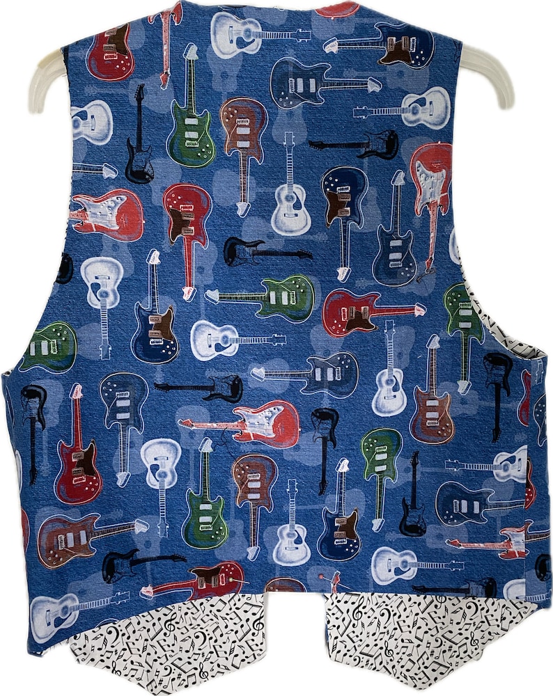Vesties Blue Guitar Theme Music Notes or Grunge Blue Reverse Men's ...