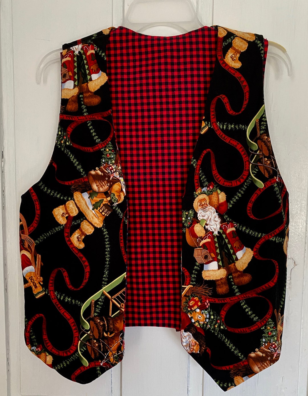 Vesties Santa & Ribbons Check Reverse Men's Women's Reversible ...