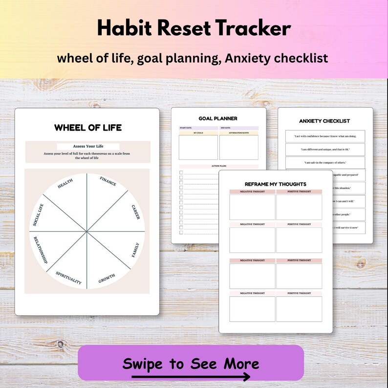 Habit Reset Tracker Printable PDF | Daily Routine, Productivity Tracker ...