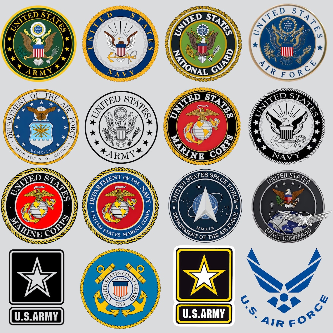 US Military Logos Bundle | Logos SVG, PNG | Military Emblems for Laser ...