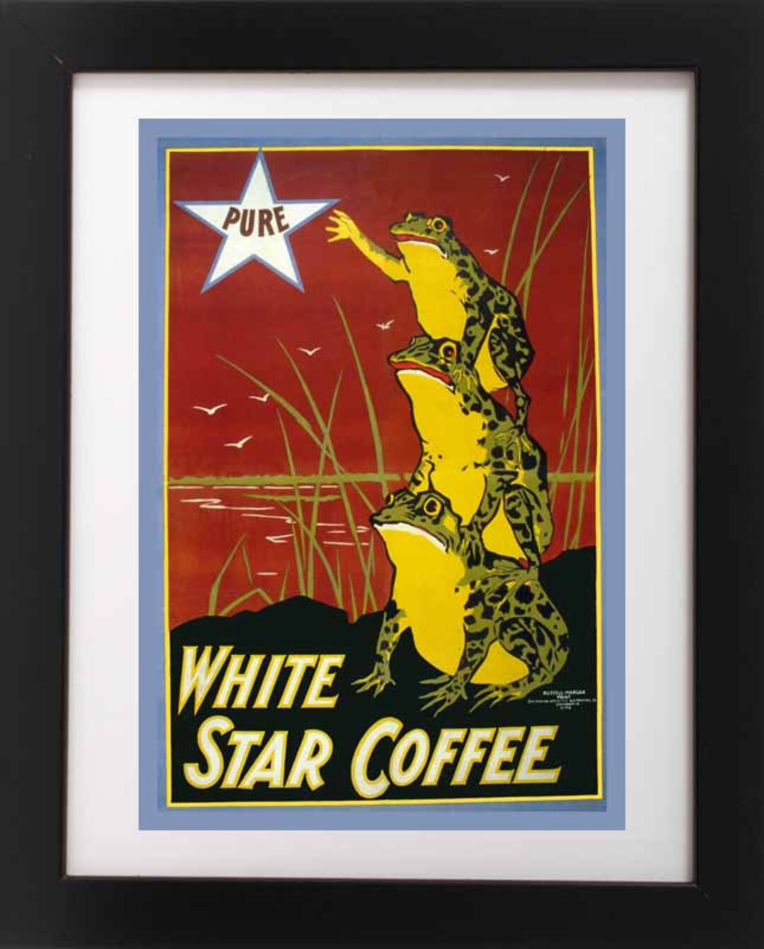 Antique Star FROG Bullfrog Coffee Advertising Poster Kitchen ...