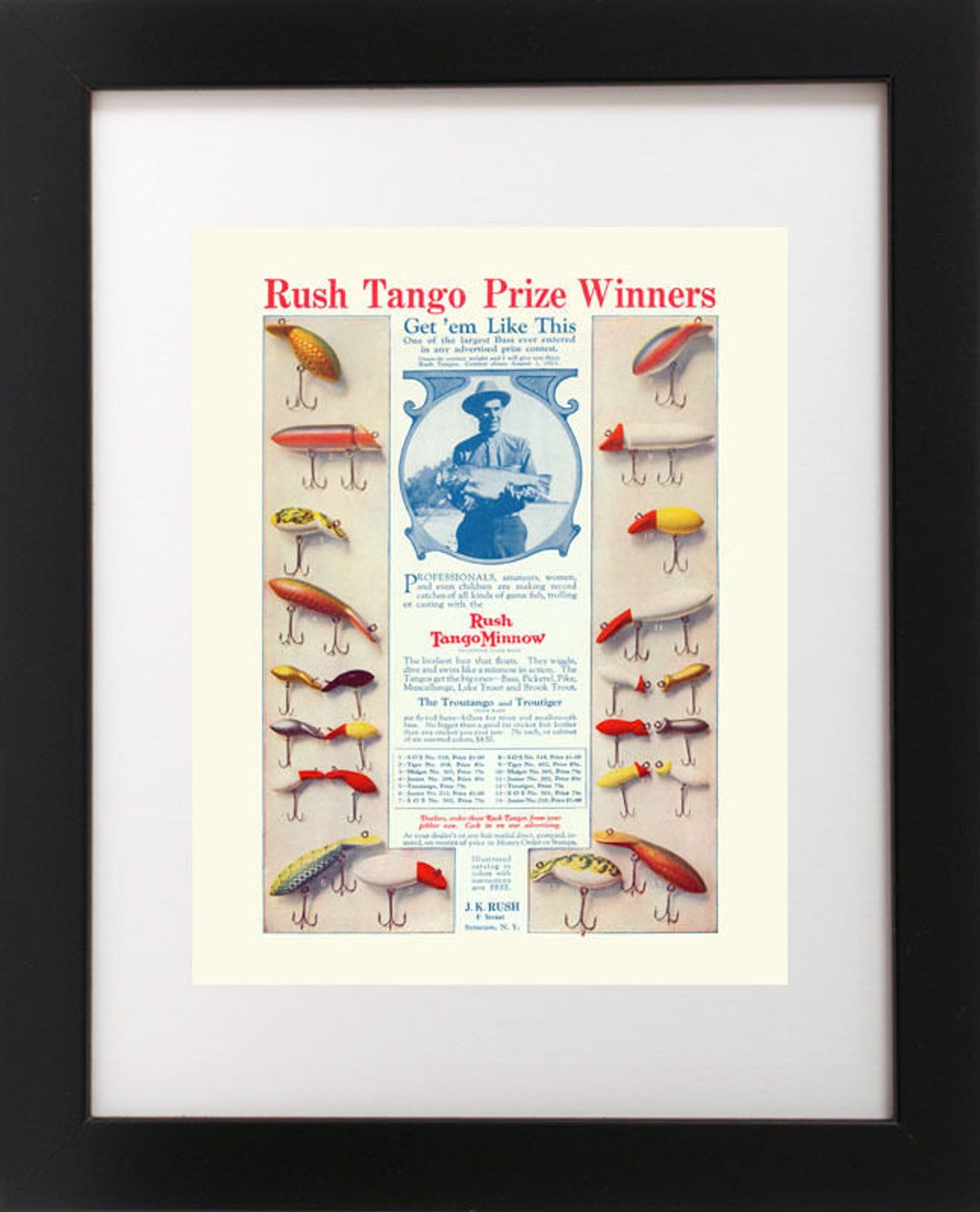 Antique Rush Tango FISHING LURE Contest Trout Bass Lodge Cabin Rustic ...