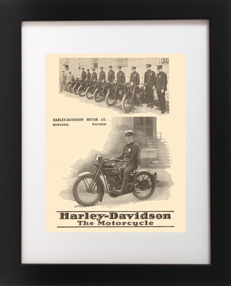 Antique Harley-davidson MOTORCYCLE Police Officer Motor Unit Cop ...