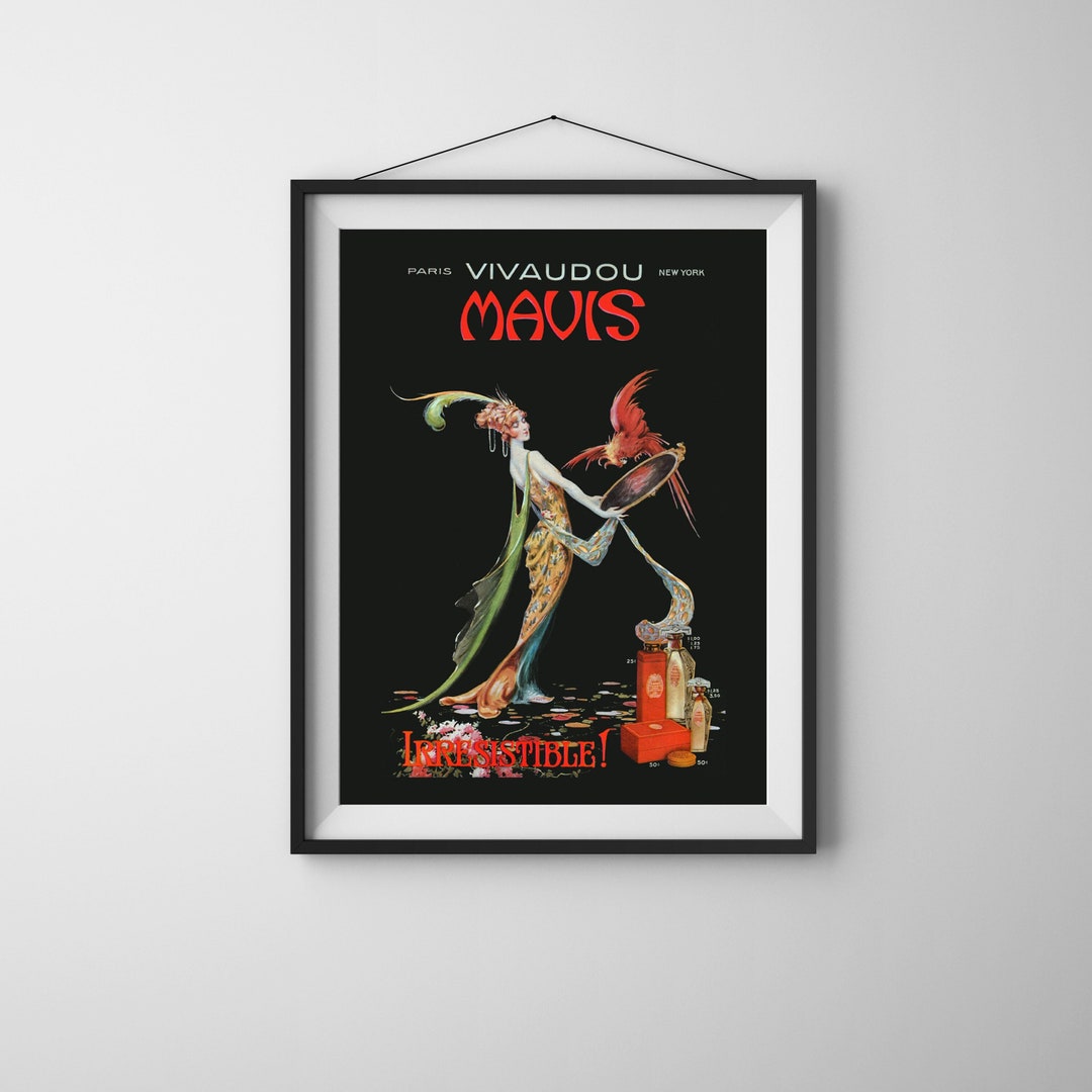 1920's Nouveau MAVIS Perfume RED Cockatoo Parrot Bird Woman Feather ...