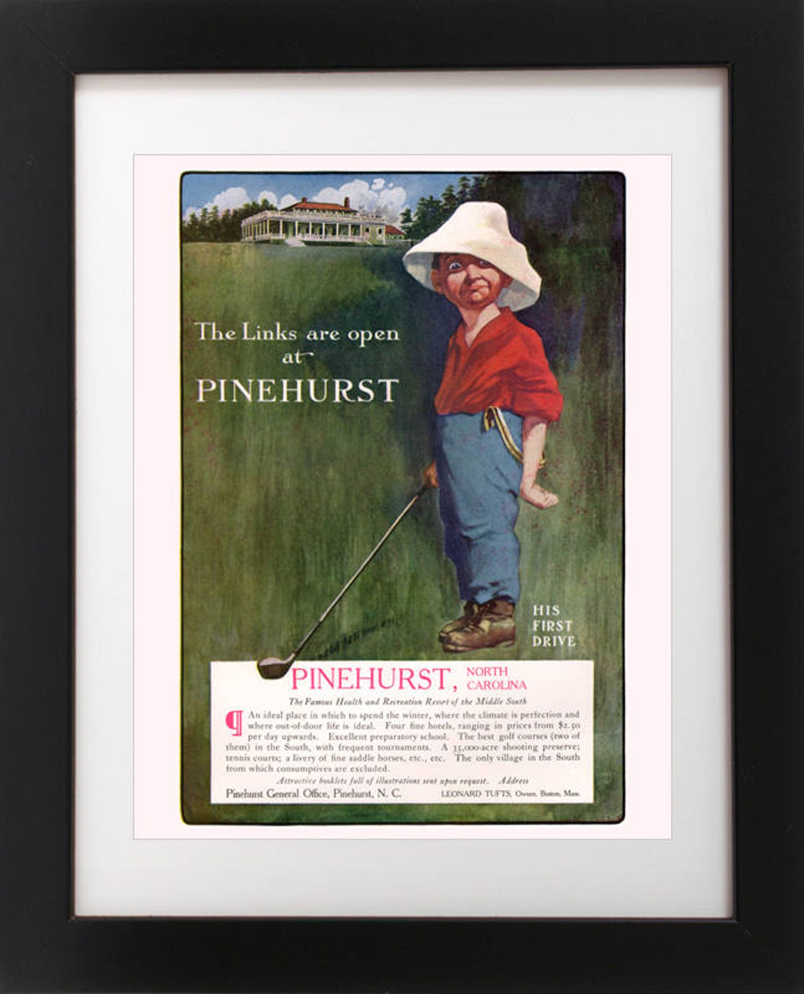 Antique PINEHURST Golf Course Hotel Club FIRST DRIVE Vintage Golfing ...