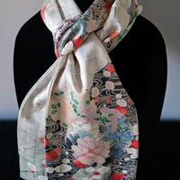 Pink Pagoda Silk Scarf | Japanese Wearable Original Art | Silk Habotai ...