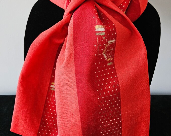 Kimono Scarf S1977 - Red Wool Ikat (kasuri) Stripes - Etsy