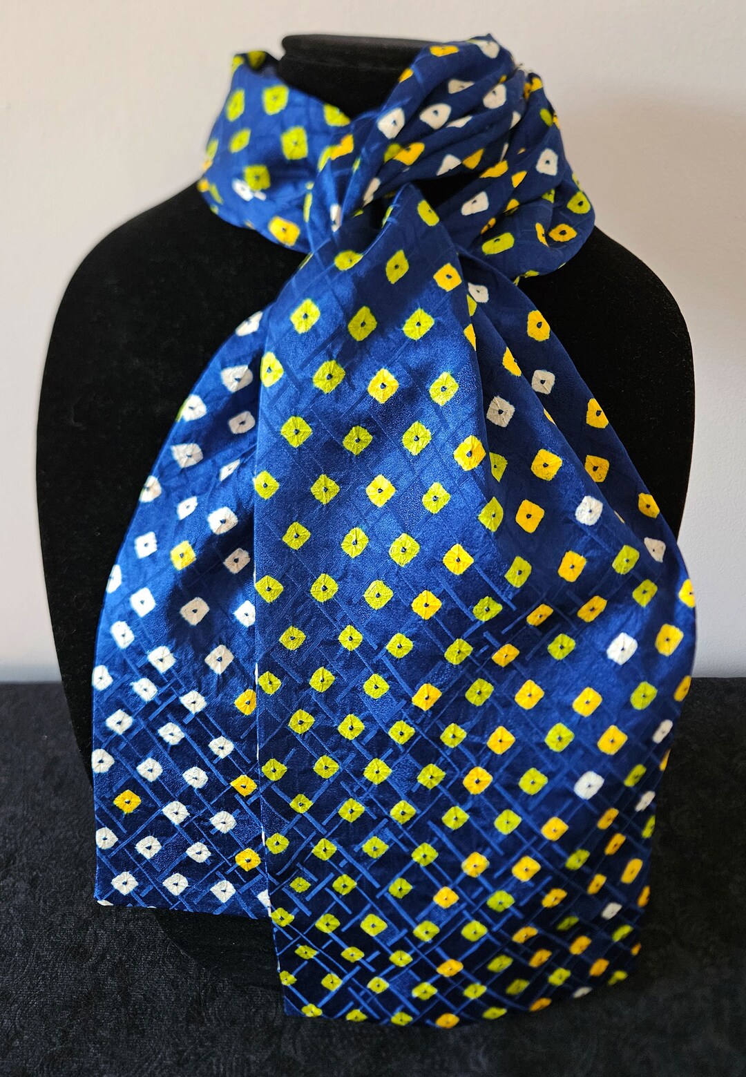 Japanese Kimono Scarf S2949 - Royal Blue Shibori Dyed Silk - Etsy