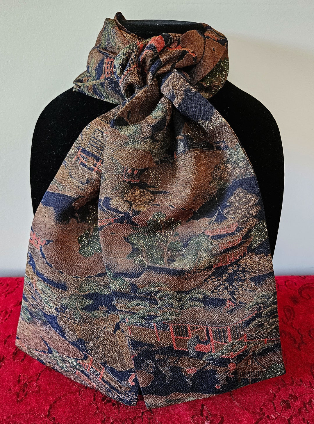Japanese Kimono Scarf S2925 - Japanese Palace Chirimen Silk - Etsy