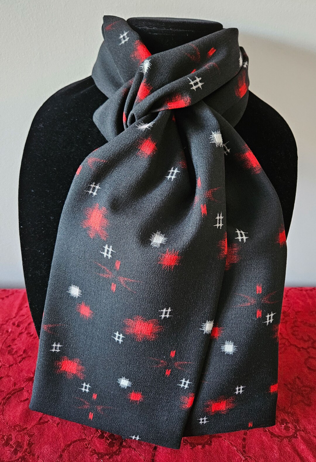 Japanese Kimono Scarf S2482 - Black Wool Kasuri Dyed - Etsy