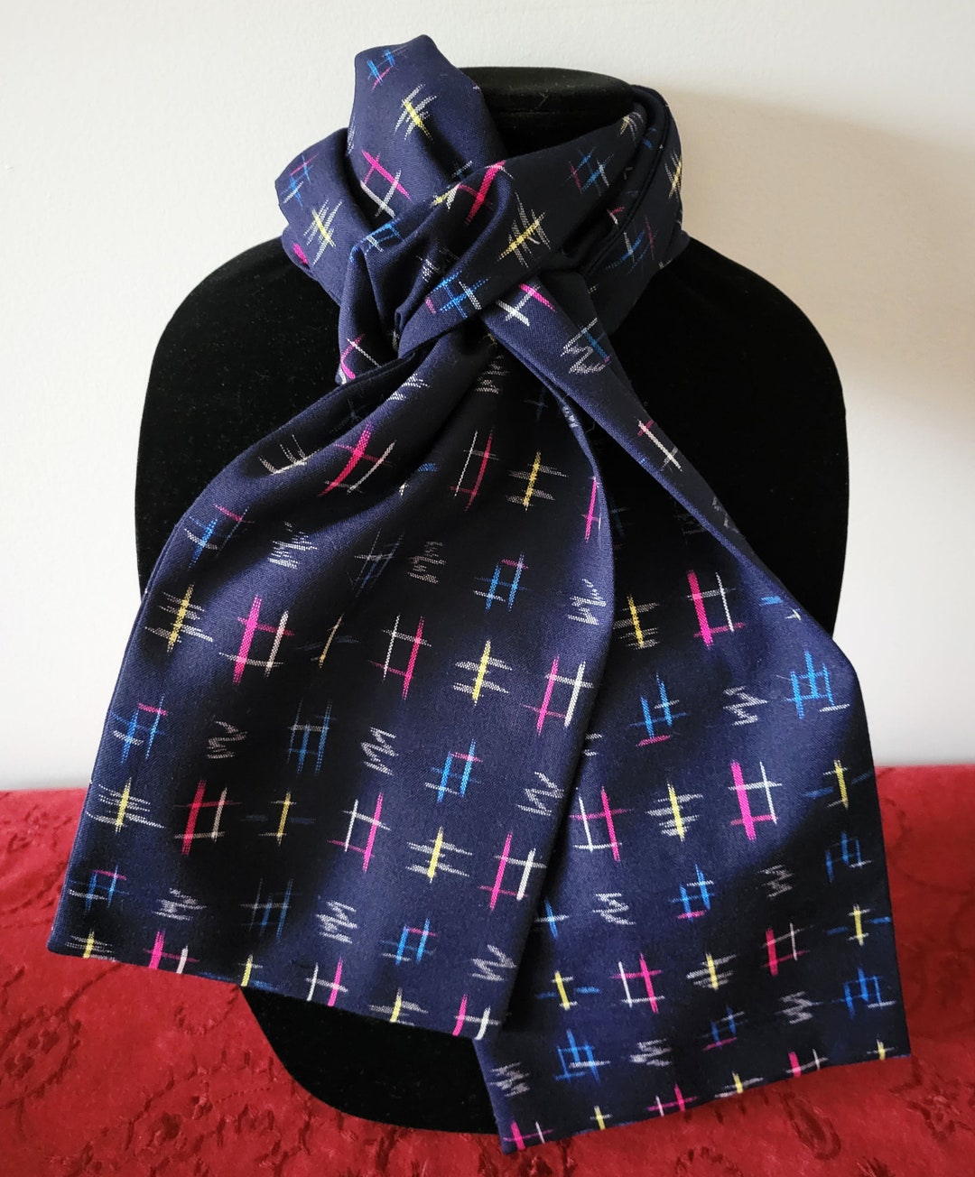 Japanese Kimono Scarf S1057 Blue Igeta Pattern Kasuri Dyed Wool - Etsy