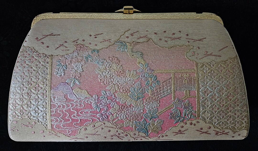 Vintage Japanese Pastel and Gold Silk Hand Bag H1186 Clutch Purse - Etsy