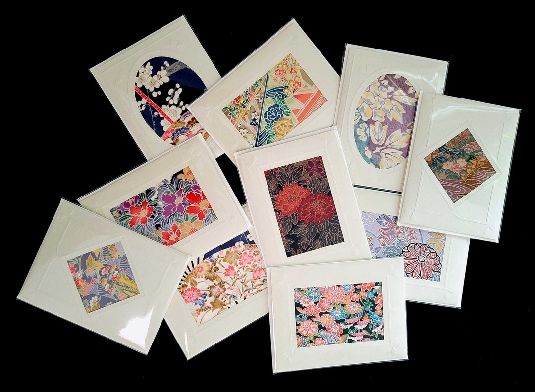 Kimono Fabric Textile Card Mini Packs - Set of 3 Assorted - Etsy