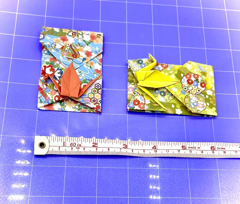 Mini Green Origami Crane Envelopes, Set of 2 Small Origami Envelopes ...