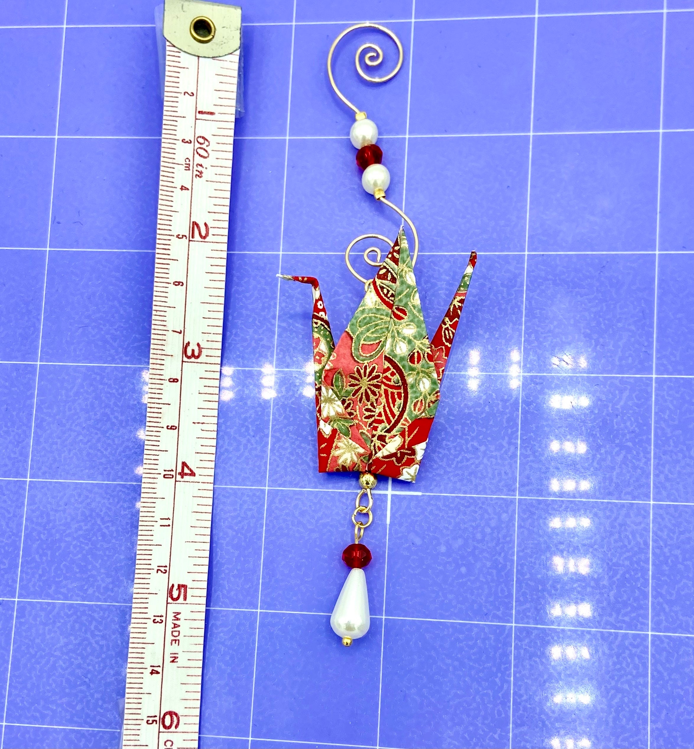 Red Origami Crane Wire Ornament, Origami Crane Ornament, Orizuru ...