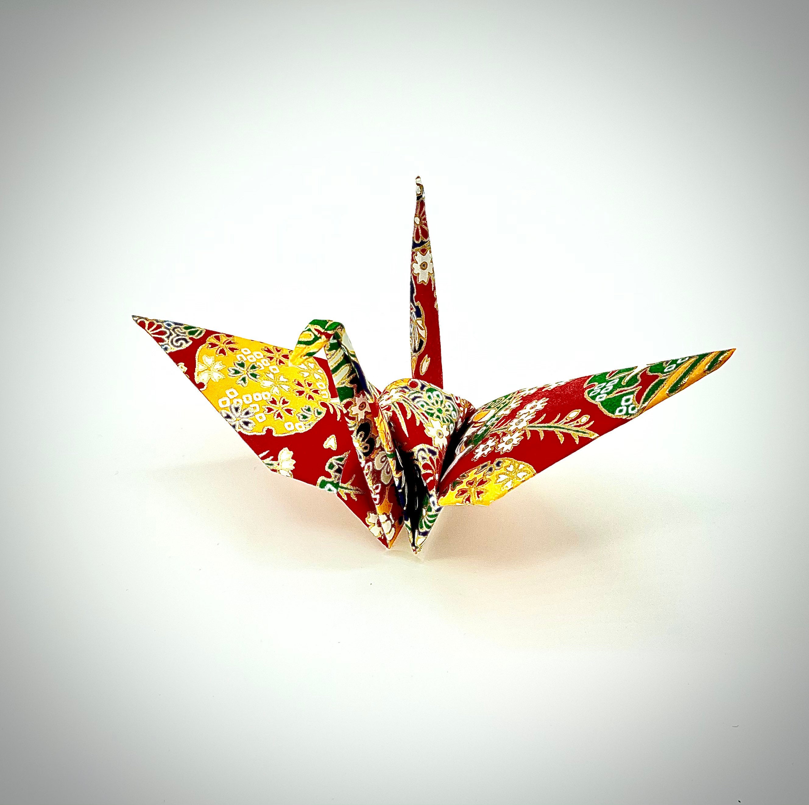 Red Chiyogami Origami Crane Orizuru Prayer origami crane | Etsy