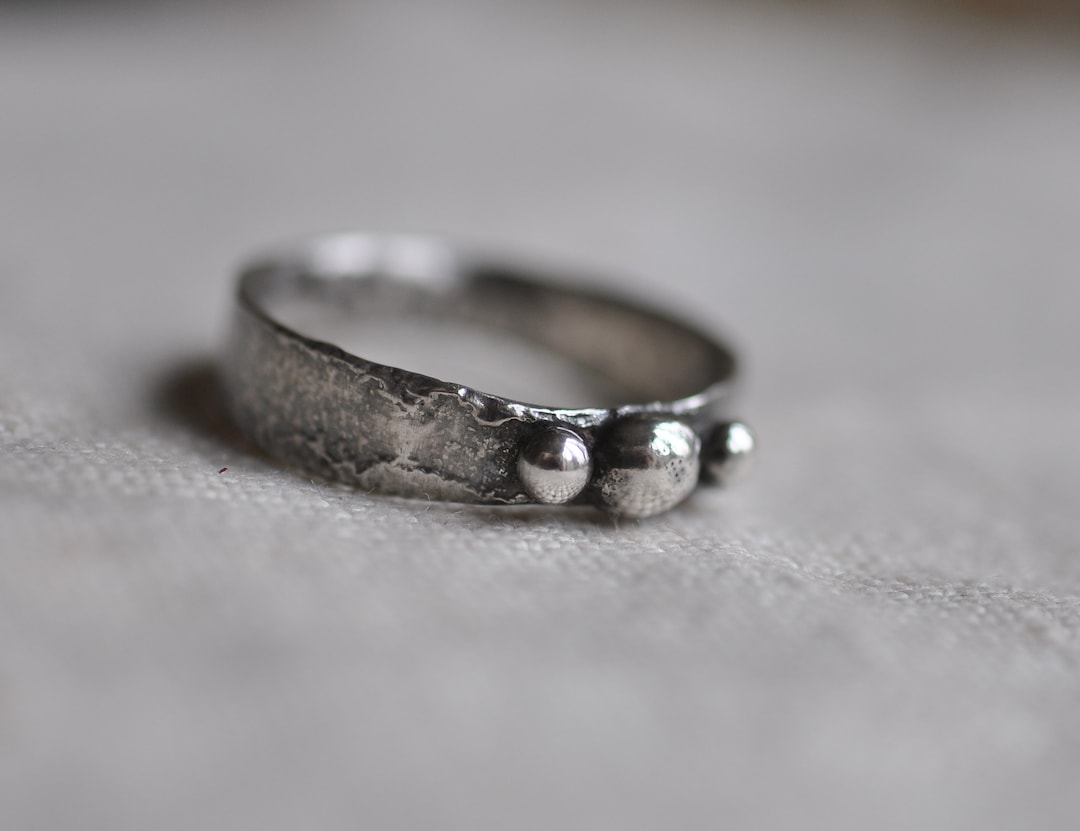 Sterling Silver Rustic Textured Ring, Hand Forged, Unique, Oxidized ...