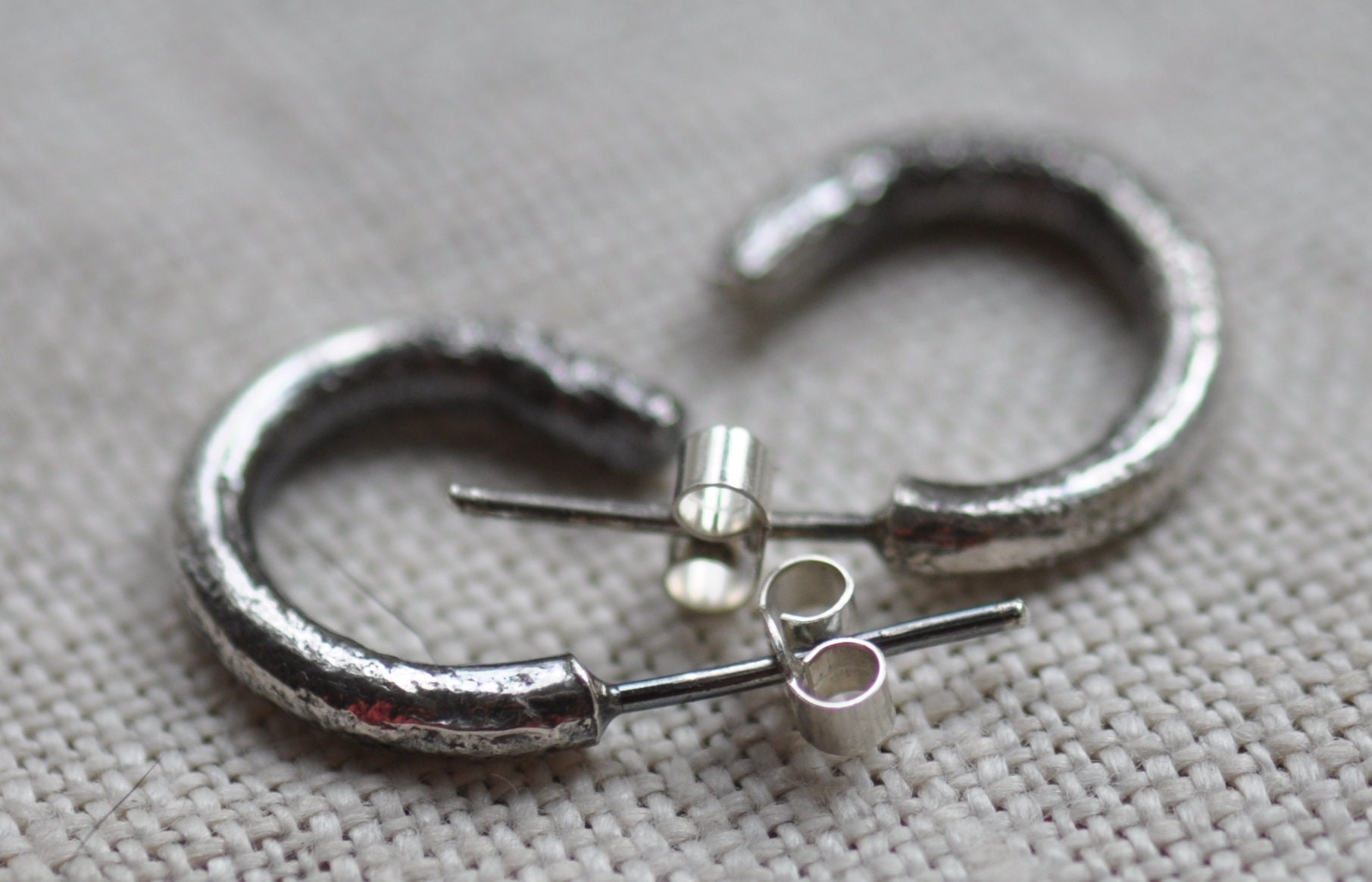 Sterling Silver Reticulated Small Loop Earrings | Etsy